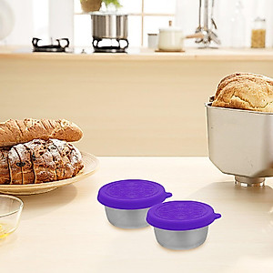 LIFKOME 3pcs Stainless Steel Sauce Cups with Silicone Lids Condiment and Dipping Sauce Cups Salad Dressing Container To Go For Lunch Boxes Picnics