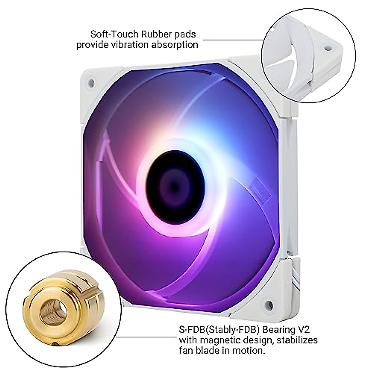 Thermalright C12015W-S CPU Fan Computer case Fan Quiet 4pin PWM ARGB PC Fan, 15mm Slimline Cooler Fan, 120mm CPU Cooling Fan(White)