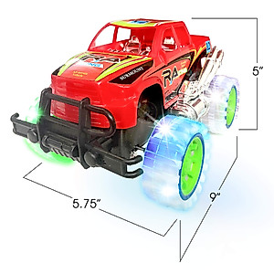 ArtCreativity Light-Up Red Monster Truck with Sounds, 9 Inch Monster Truck with Flashing Wheels and Friction Motor, Push n Go Toy Car, Best Birthday Gift for Boys and Girls Ages 3+