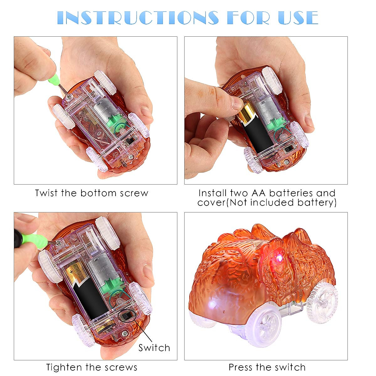 Save Unicorn Tracks Cars only Replacement, Race Cars for Tracks with 3 Flashing LED Lights, Racing Car Track Accessories Glow in The Dark, Compatible with Most Tracks for Kids Boys and Girls(3pack)