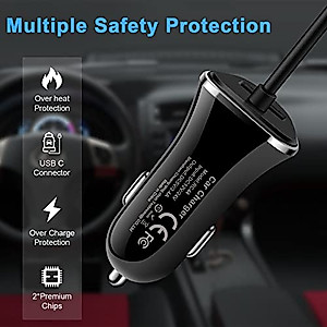 Fast Car Charger Pixel 7 Type C Car Plug Android USB C Cigarette Lighter Car Adapter Fast Charging C Coiled Cable for Samsung Galaxy A14 5G/S23/A54/A34/A23/Z Fold 4/A13/S21 FE/A53/A03s,Pixel 7 Pro/6a