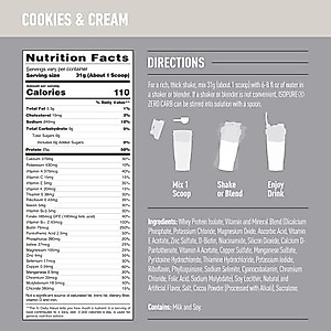 Isopure Protein Powder, Zero Carb Whey Isolate with Vitamin C & Zinc for Immune Support, 25g Protein, Keto Friendly, Cookies & Cream, 44 Servings, 3 Pounds (Packaging May Vary)