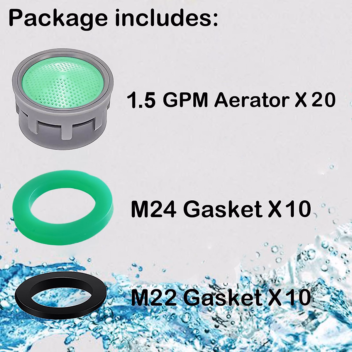 BOETOADG Faucet Aerator, 1.5 GPM Flow Restrictor Plug-In Faucet Aerator Replacement Parts for Bathroom or Kitchen (Green 20 Pieces)