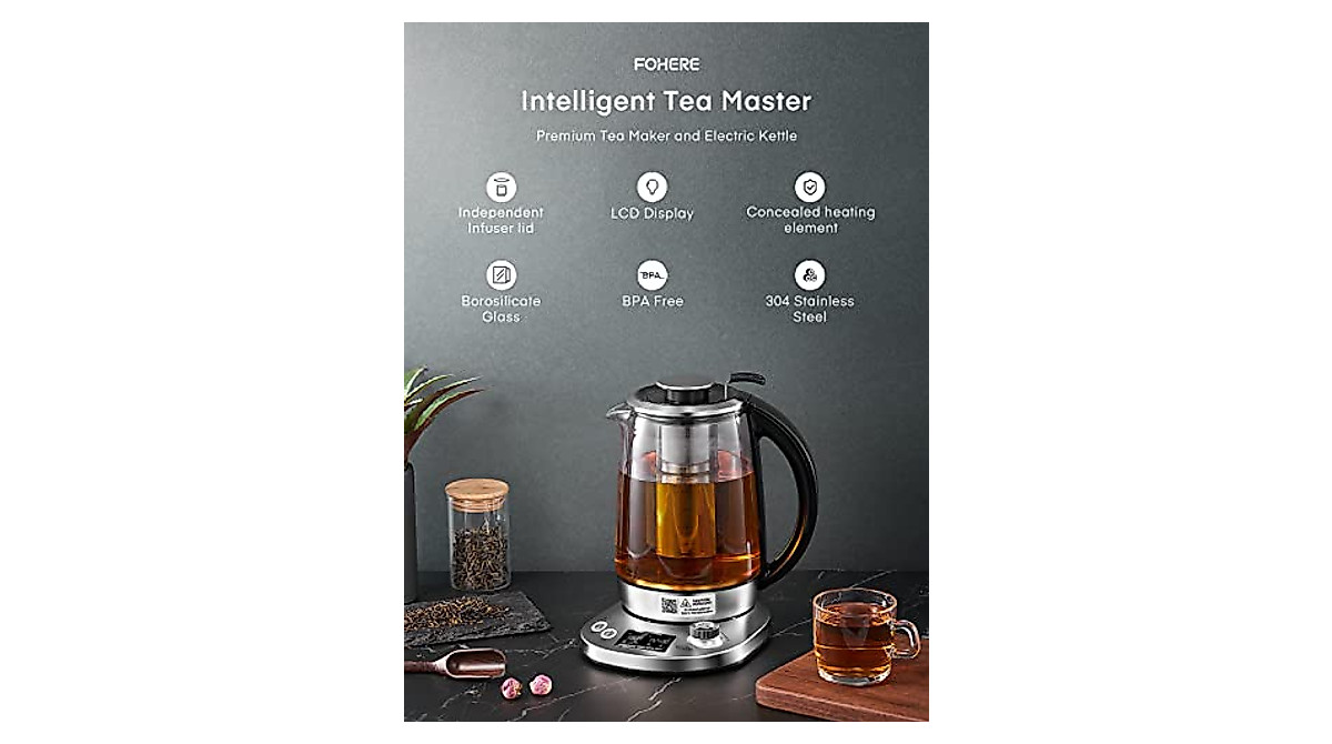 FOHERE Electric Tea Kettle - 9 Presets & Precise Control
