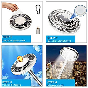 Flag Pole Light Solar Powered, 48 LED Flag Pole Light for Most 15 to 25 Ft Flag Poles 0.5" Wide Flag Spindles, 2200MAH LED Downlight Last Up to 10 Hrs, IP67 Waterproof Auto On/Off