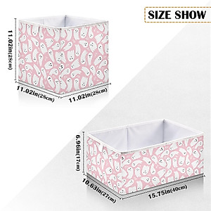 QUGRL Cute Halloween Ghost Storage Bins Organizer Boo Pink Foldable Clothes Storage Basket Box for Shelves Closet Cabinet Office Dorm Bedroom 15.75 x 10.63 x 6.96 in