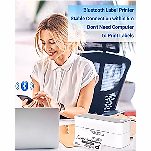 Bluetooth Shipping Label Printer - Wireless Thermal Label Printer, 4x6 Label Printer for Shipping Packages Support iPhone, Android, PC, ChromeOS, Compatible with USPS, Shopify, Amazon, Etsy, Ebay