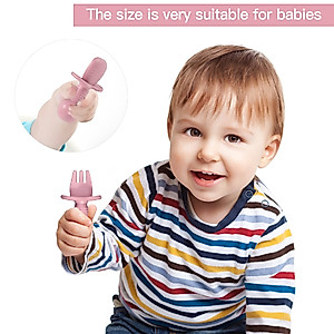 X-Innovatech Silicone Baby Utensils and Small Cup Bpa Free Baby Led Weaning Baby Spoon, Fork and Training Cup for 6 Months and up Anti Choke Baby Self Feeding Supplies（Deep red）