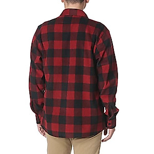 Wrangler Authentics Men's Long Sleeve Heavyweight Fleece Shirt Red Buffalo Plaid Medium