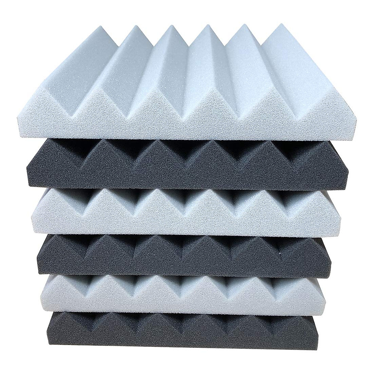 2" X 12" X 12" 24 Pack Acoustic Foam Panels, Studio Wedge Tiles Acoustic Foam Sound Absorption Wedges Studio Treatment Wall Panels (Black+Grey)