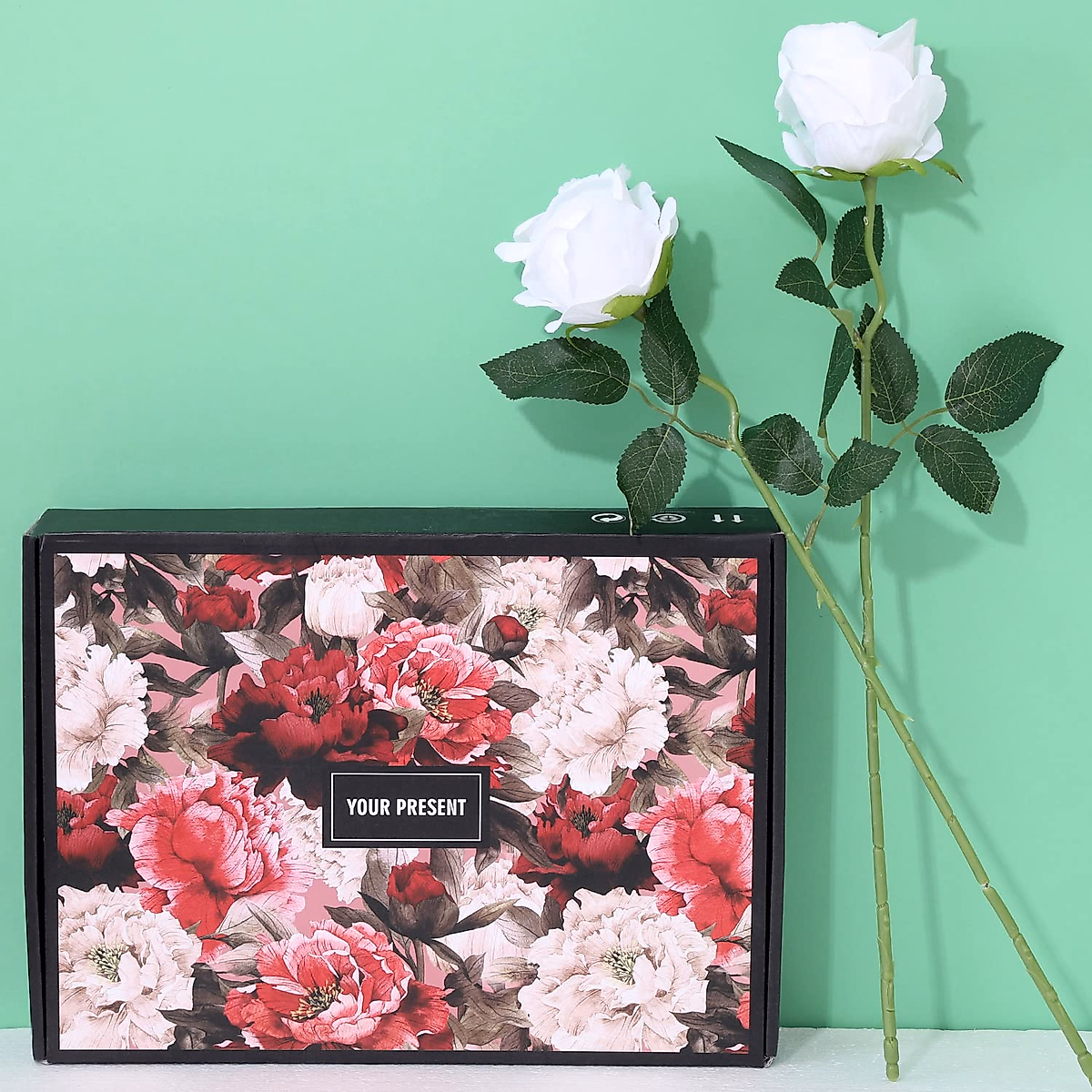 Cloudecor 15Pcs Artificial Roses Velet Real Touch Single Stem Fake Roses Silk Realistic Bouquet Flowers Arrangements Home Office Garden Grave Party Wedding Decoration(Pure White-15p, Blossom Roses)