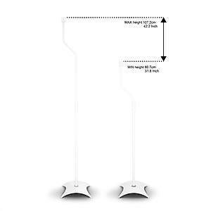 AVF Steel Speaker Floor Stands with Adjustable Height in White (Set of 2)
