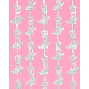 xo, Fetti Cowgirl Boot Iridescent Foil Curtain - Set of 2 | Bachelorette Party Decorations, Cowgirl Birthday Photo Booth, Last Rodeo Backdrop, Nashville, Cow Rodeo Theme, Space Cowboy