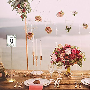 HOHIYA 12 Pcs Table Number Holders 12 Inch Place Card Holder Stands Brass Gold Tall for Photos Food Signs Memo Notes Weddings Restaurants Birthdays Party