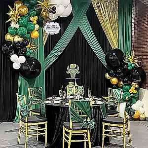 RUBFAC 65 Pcs Black Gold and Green Balloon Arch Garland Kit, 12 Inches Dark Green Gold Balloons for Black Wedding Safari Jungle Birthday Decorations