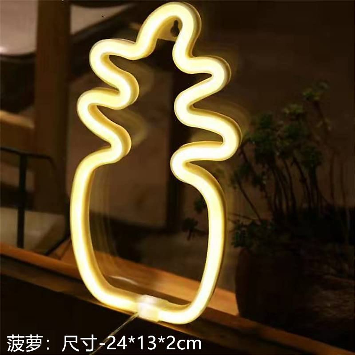Cakina Musical Birthday That Open LED Pineapple Neon Signs Decor Night Light Warm White Wall Decor Neon Light Signs Battery USB Powered for Room Decoration Led Room Lamp for Bedroom
