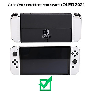 GUTIAL Dockable Case for Nintendo Switch OLED Model 2021 - Cute Protective Cover Case for Nintendo Switch OLED 7 Inch and Joy-Con Controller with Screen Protector and Thumb Grips - Cyan