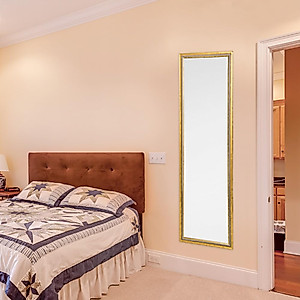 Yone jx je Full Length Mirror Wall Mirror Full Body Mirror for Wall Hanging or Leaning Against Wall Dressing and Wall-Mounted Mirror Polymer Thin Frame No Stand, 50"x 14", Gold