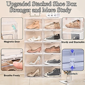 Rgqphantom Shoe Storage Box,Stronger Shoe Box with Acrylic Magnetic Door for Sneaker Display,Stackable Clear Boxes for Closet,Easy Assembly,Sneaker Storage Shoe Box for Women/Men(Clear, 1Pcs)