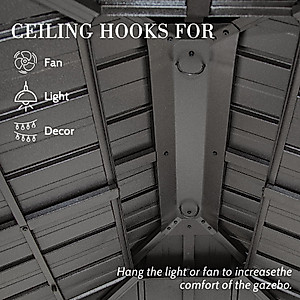 Domi 8’ x 6’ Grill Gazebo, Outdoor Aluminum BBQ Gazebo with 2 Side Shelves, Hardtop Double Roof Permanent Sun Shade with Ceiling Hooks for Patio Deck Yard Garden (Grey)