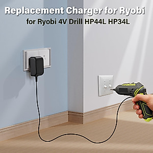 5V Power Cord Fit for Ryobi Drill HP44L HP34L CSD41 BC-336 720217006 720217005 Replacement Charger AC DC Adapter Compatible with Ryobi Drill HP44L with UL, 4V Compatible