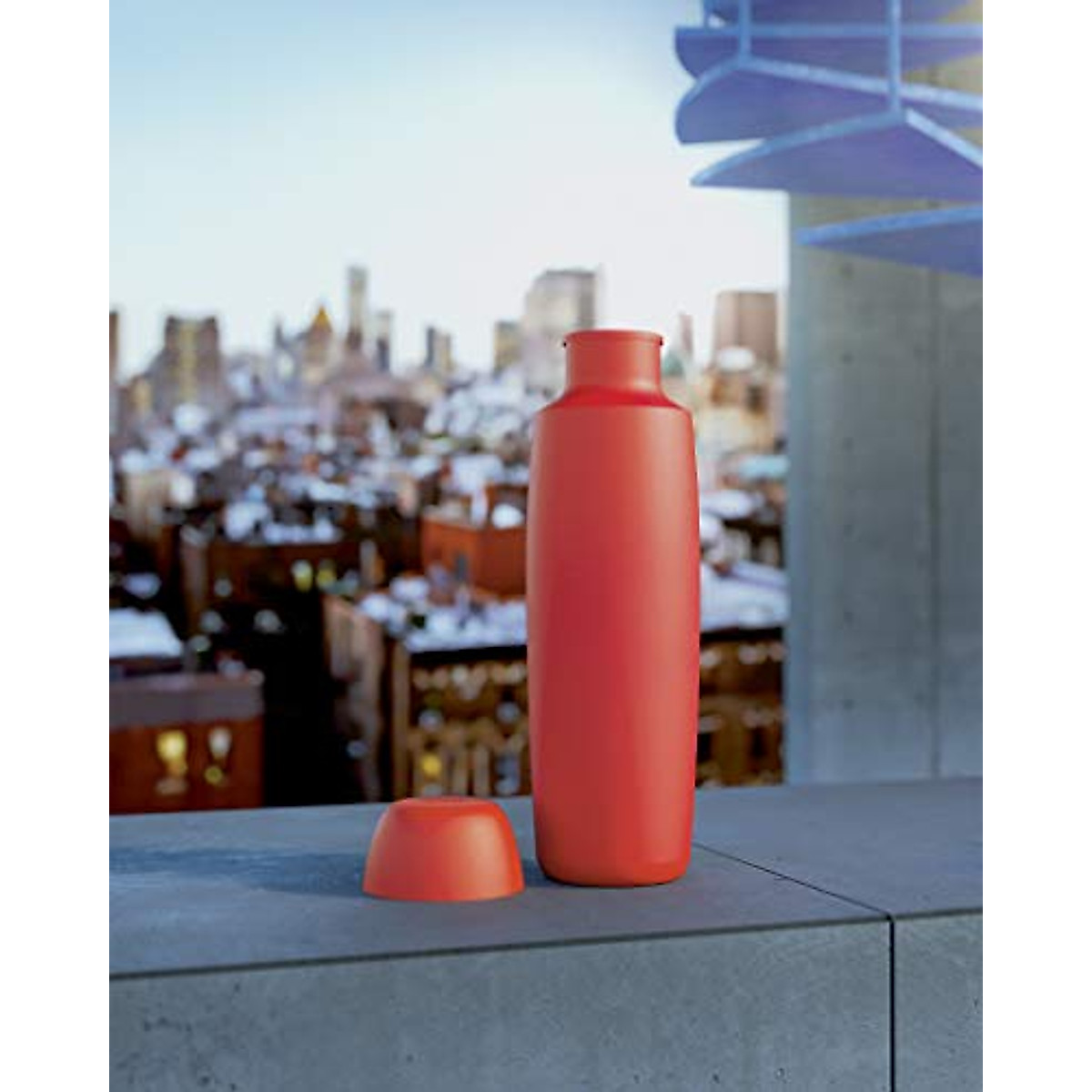 Alessi SA05 G Food à Porter Double Wall Thermo Insulated Bottle in Coloured 18/10 Stainless Steel and thermoplastic Resin, One Size, Grey