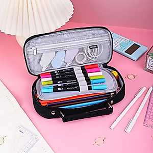 iSuperb Portable Big Pencil Case Large Capacity Pencil Pouch Compartments Pen Bag Zipper Stationery Organizers Bags Makeup Cosmetic Bag for Women
