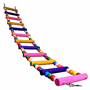 JJ Store Wooden 80cm Parrot Ladder Bridge Pet Bird Toys with Hooks
