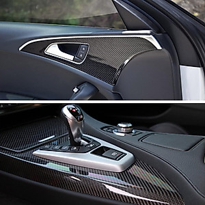 5D High Gloss Black Carbon Fiber Vinyl Roll 1ft x 5ft Bubble Free Air Release Automotive Car Wrap Film