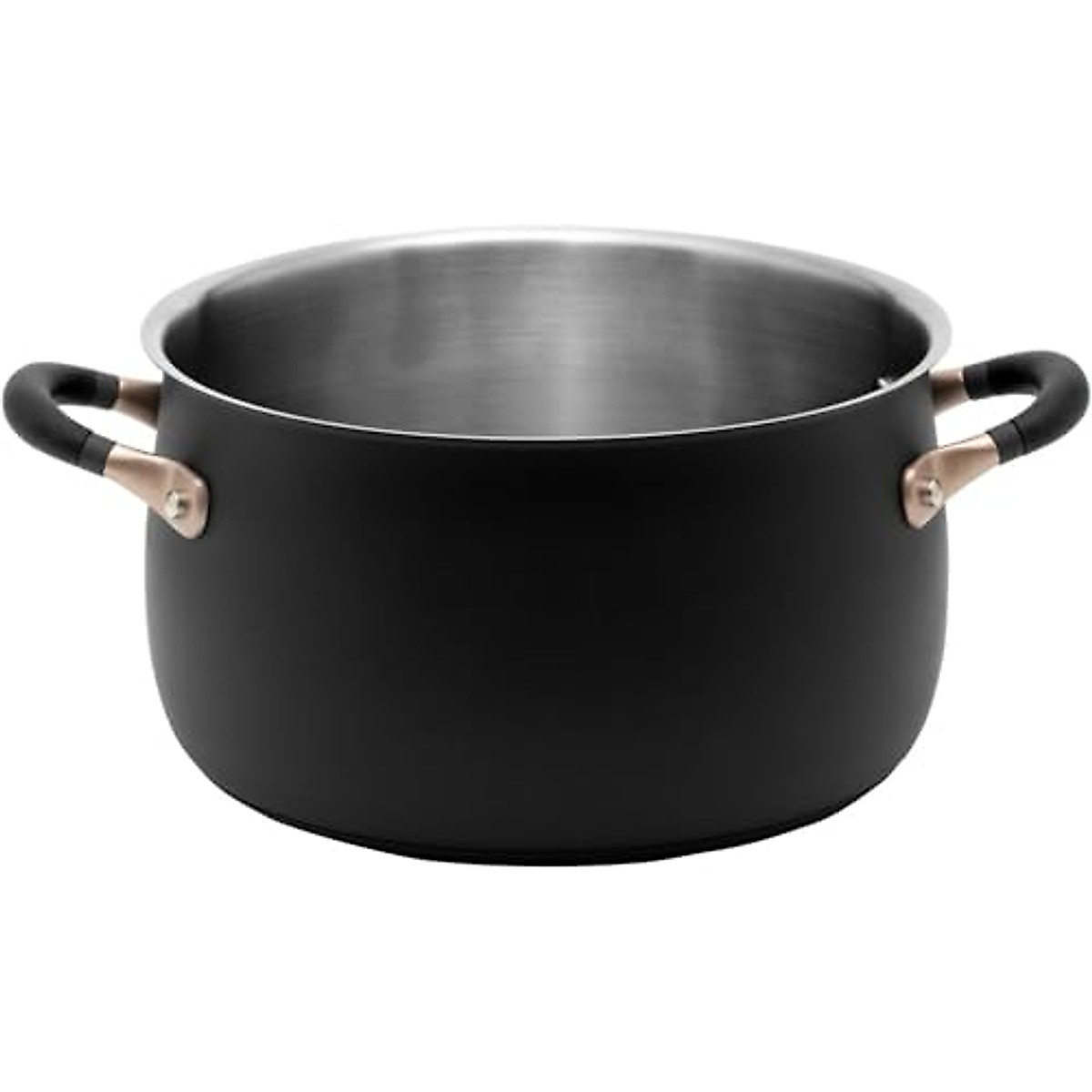 Meyer Stainless Steel Dutch Oven, 5 quart Stock Pot, 9.5" Induction Compatible Stockpot, Dishwasher Safe Casserole Pot, Oven Safe, Matte Black with Silicone Handles, Accent Series Cookware