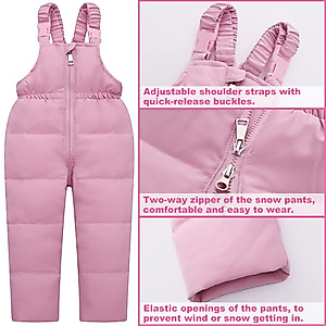 Fewlby Kids 2-Piece Snowsuit Toddler Baby Boys Girls Winter Wear Ski Jacket & Snow Bib Pants Ski Suit, Pink 2-3 Years