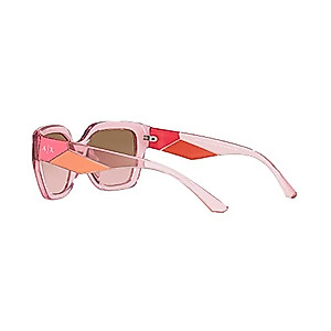 A|X ARMANI EXCHANGE Women's AX4125SU Universal Fit Rectangular Sunglasses, Shiny Transparent Pink/Pink Gradient Grey, 54 mm