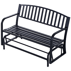 JHUS Patio Garden Glider 2 Person Outdoor Porch Gliding Chair Yard Furniture Padro Chair Rocking Chair Rocker Chair Rocker Camp Chair Rocker Recliner Rocking Camp Chair Rocking Chairs