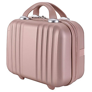 Exttlliy Mini Hard Shell Hard Travel Luggage Cosmetic Case, Small Portable Carrying Case Suitcase for Makeup (Rose Gold)