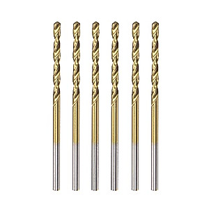 uxcell 2.2mm Drill Bits High Speed Steel Straight Shank 52mm Length Twist Drill Bit Fully Ground Titanium Coated 6 Pcs