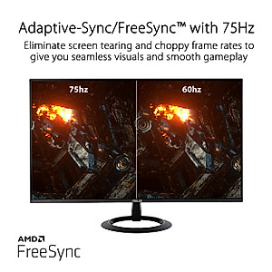 ASUS 27” 1080P Monitor (VZ27EHE) - Full HD, IPS, 75Hz, 1ms, Adaptive-Sync/FreeSync, Low Blue Light, Flicker Free, Ultra-Slim, VESA Mountable, Frameless, HDMI, VGA (Renewed)