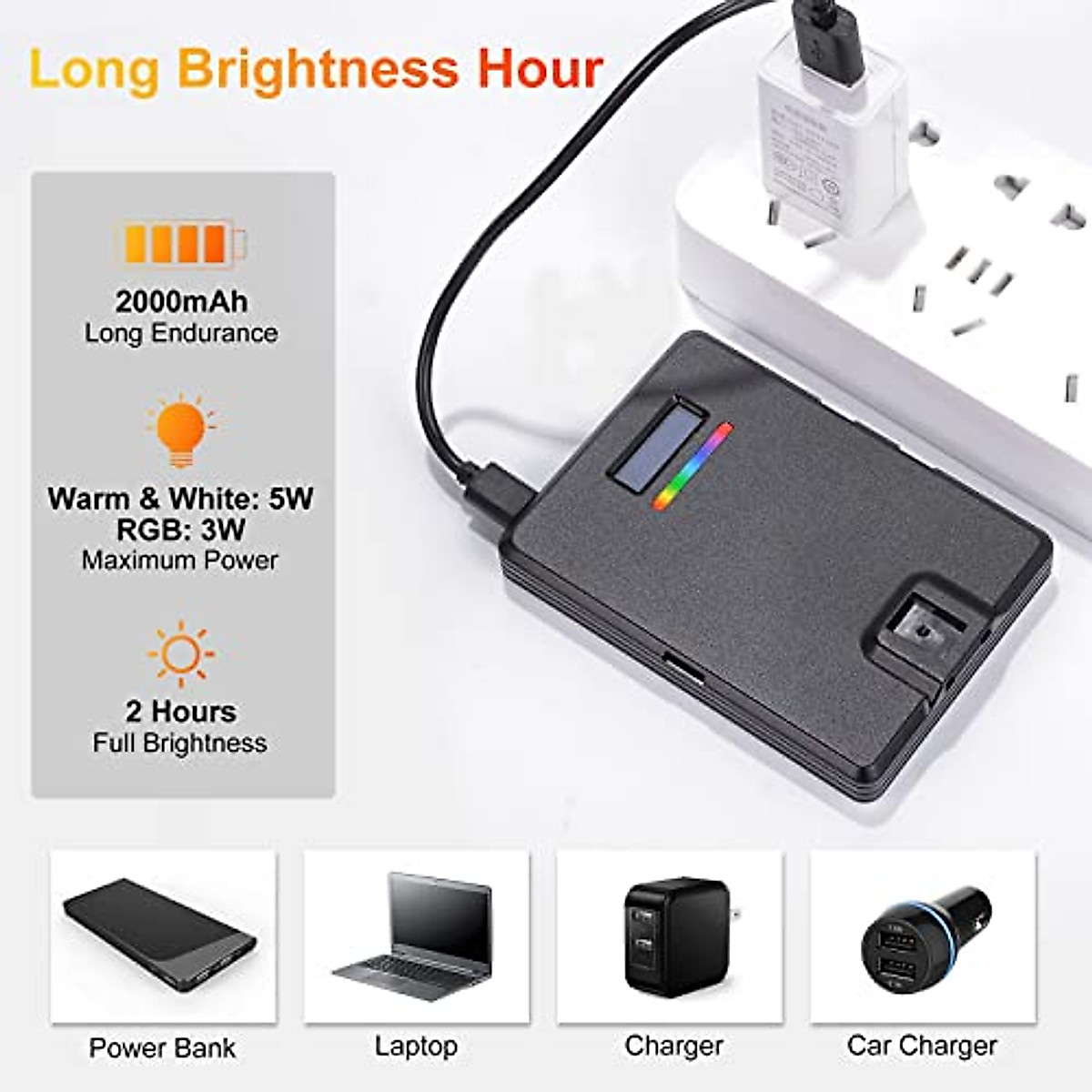 Newmowa RGB Video Light Portable LED Light for Phone, Tablet, Laptop, 360° Full Color CRI 95+ Dimmable 2500K-8500K, 2000mAh Rechargeable LED DSLR Lighting for Selfie, Makeup, Video Conference, TikTok