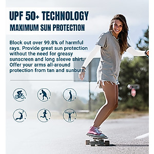 Aegend Sun Protection Cooling Arm Sleeves Sun Sleeves for Men & Women for Cycling, Running, Basketball, Football, Golf, Volleyball, Driving, White 2 Pairs