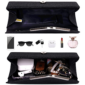 Larcenciel Black Clutch Purses for Women Shiny Sequin Envelope Evening Bag