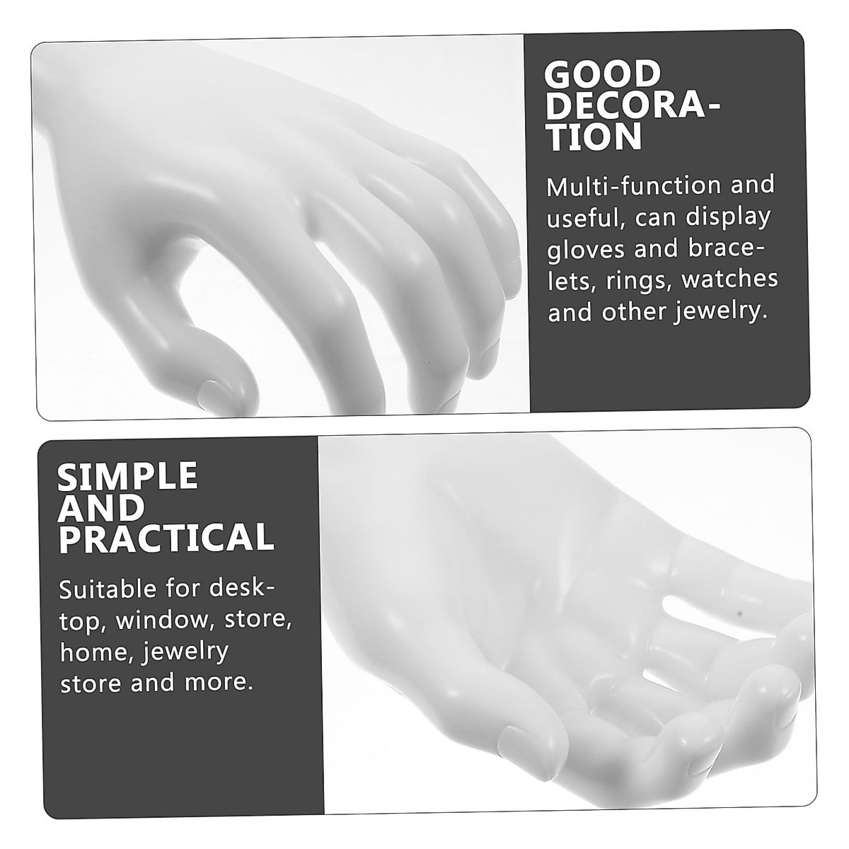Table Top Display Stand Hand Model for Gloves Hand Mannequin Jewelry Display Stand Male Hand Model for Bracelet Bangle Gloves Ring Display White Left Plastic Gloves