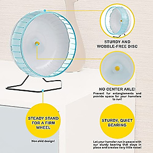 Hamster Wheel 8” Pet Comfort Exercise Wheel Large and Easy Attach to Wire Cage for Hamsters Gerbils Chinchillas Hedgehogs Mice and Other Small Animals - Premium PP Material Blue