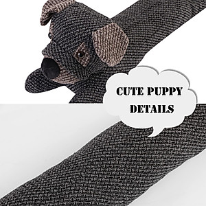 CERAYOU Dog Fabric Under Door Draft Stopper, 3LB Heavy Duty Decorative Soundproof Door Draft Blocker, 34 Inch Animal Energy Saving Draft Guard, Dark Grey