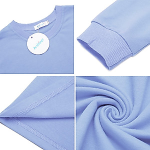 Arshiner Girls Crop Tops Kids Long Sleeve Pullover Sweatshirts Girls Cropped Crewneck Sweatshirt Girls Light Blue Sweatshirt 9 Year Old Girl Clothes