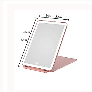 DYPASA Vanity Mirror Folding LED Makeup Mirror Portable Ultra-Thin Folding Mirror with Light Suitable for Ladies Gift Makeup Mirror (Pink) Household Cosmetic Mirror