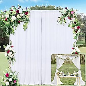 10x10FT White Backdrop Curtains for Parties - White Wedding Backdrop for Baby Shower Birthday Photo Home Party Curtains Backdrop 5x10FT 2 Panels, One size