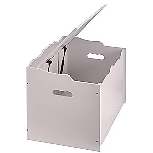 Amazon Basics Kids Toy Box, Wooden Organizer Storage Chest, Gray, 30" x 18" x 19"