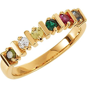 Family Mothers Ring 2 to 6 Birthstones 10k Yellow or White Gold