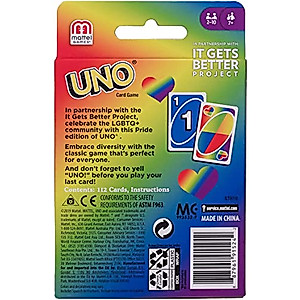 Mattel Games UNO Play with Pride Card Game with 112 Cards and Instructions, Great for Ages 7 Years Old & Up