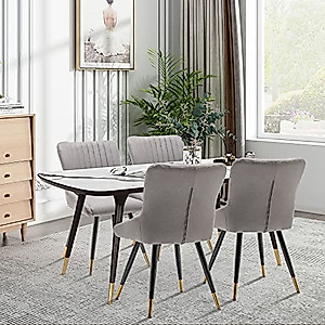 Alunaune Upholstered Dining Chairs Set of 2 Modern Kitchen Chairs Mid Century Accent Chair, Faux Suede Armless Leisure Chair Living Room Desk Side Chair-Grey