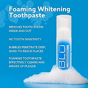 GO SMILE BLU Foaming Whitening Toothpaste for Blue-Light Toothbrushes, Light Activated Stain Removal & Enamel Whitening Formula to Freshen Breath & Clean Teeth Without Sensitivity, Mint Flavor 2.3 oz